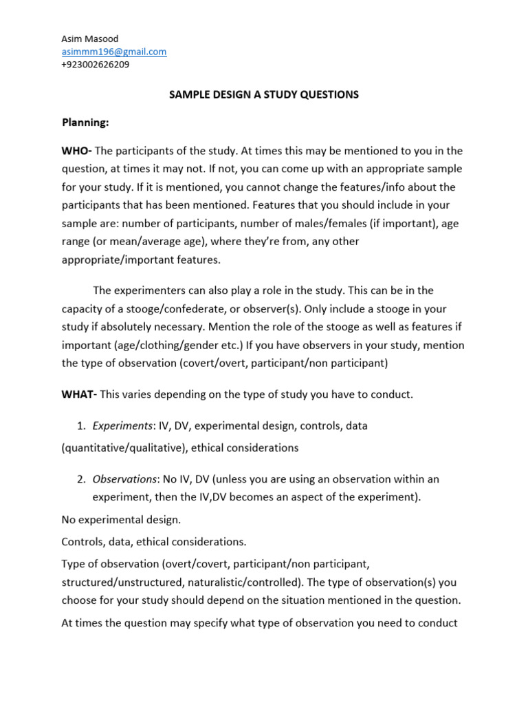 Design A Study Format | PDF | Self Report Study | Validity (Statistics)