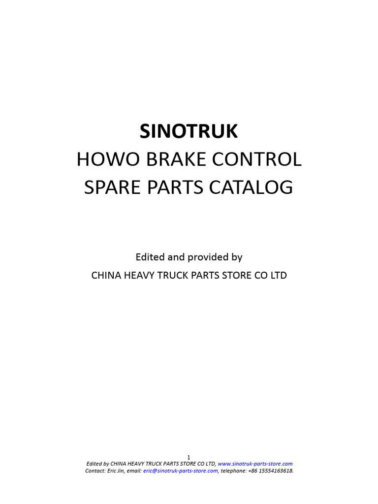 Howo Brake Control Spare Parts Catalog: Sinotruk | PDF | Anti Lock ...