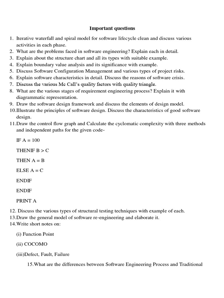 SE Important Questions | PDF | Software Development Process | Software ...