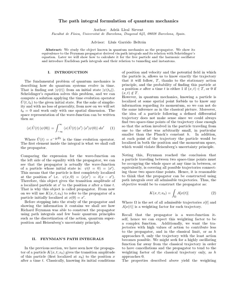 TFG Física 1433 | PDF | Quantum Mechanics | Hamiltonian (Quantum Mechanics)