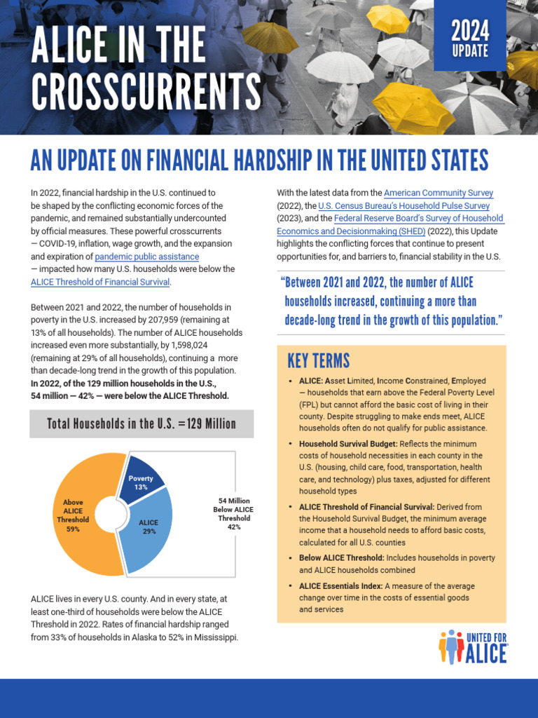 Alice 2024 Economic Data | PDF | Cost Of Living | Poverty In The United ...