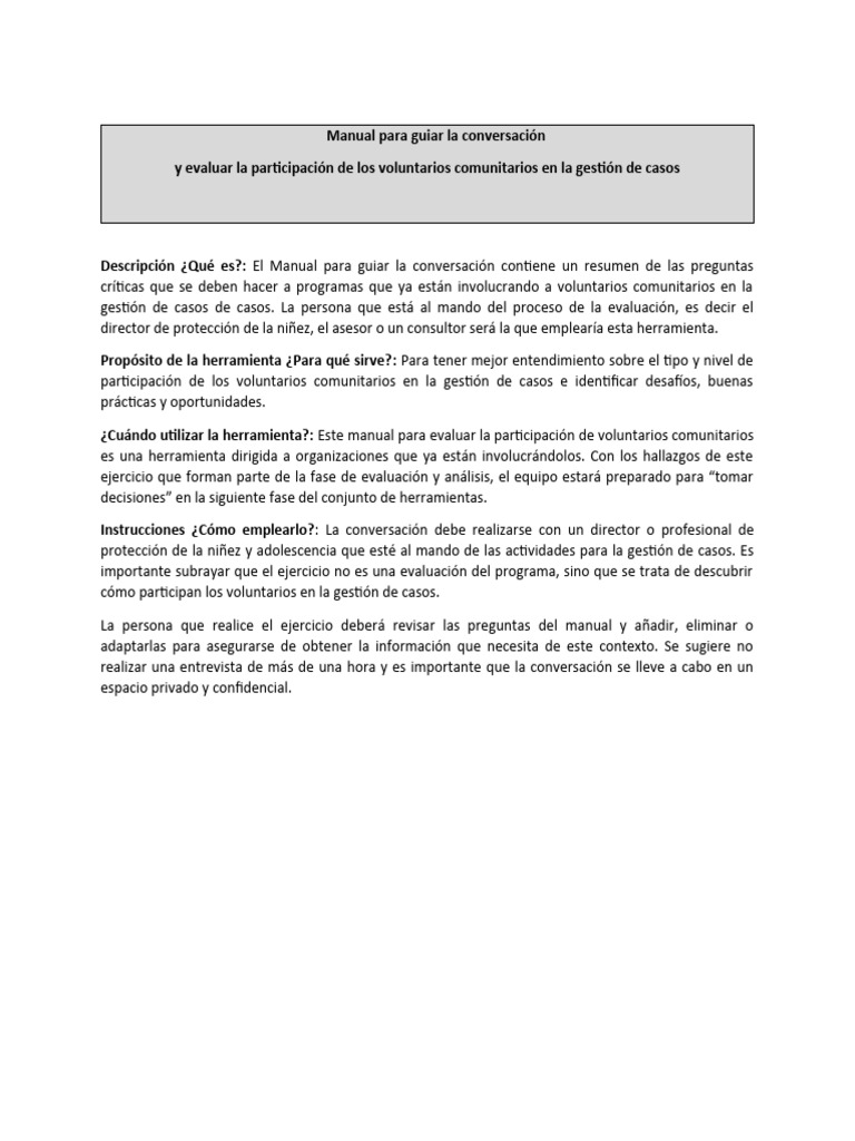 Interview Guide On Community Volunteer Engagement - Spanish | PDF ...