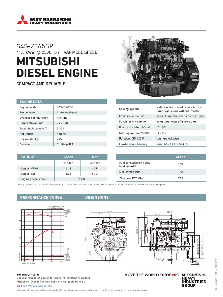 Data S4S Mitsubishi - Commercial Spec Sheets - Industrial Engine ...
