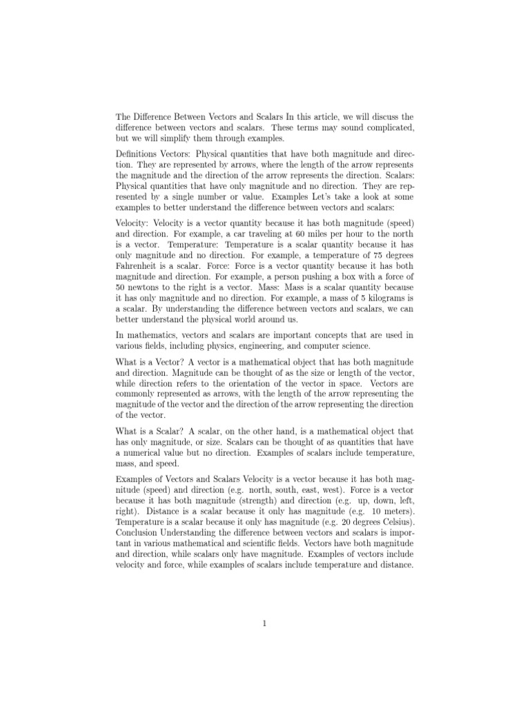 The Difference Between Vectors and | PDF | Euclidean Vector | Force