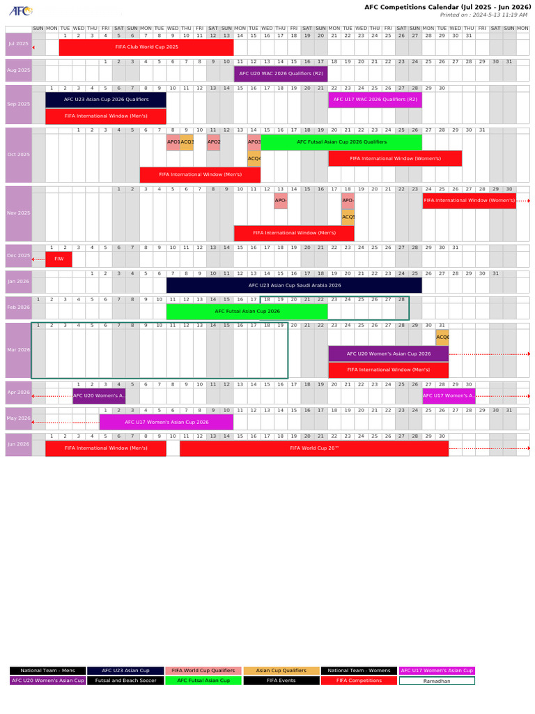 AFC Competitions Calendar 2025-26 | PDF | Sports | Fifa