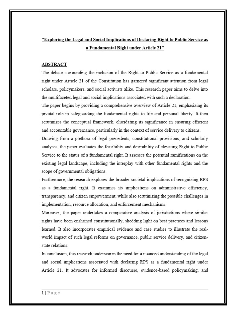 Exploring The Legal and Social Implications of Declaring Right To ...