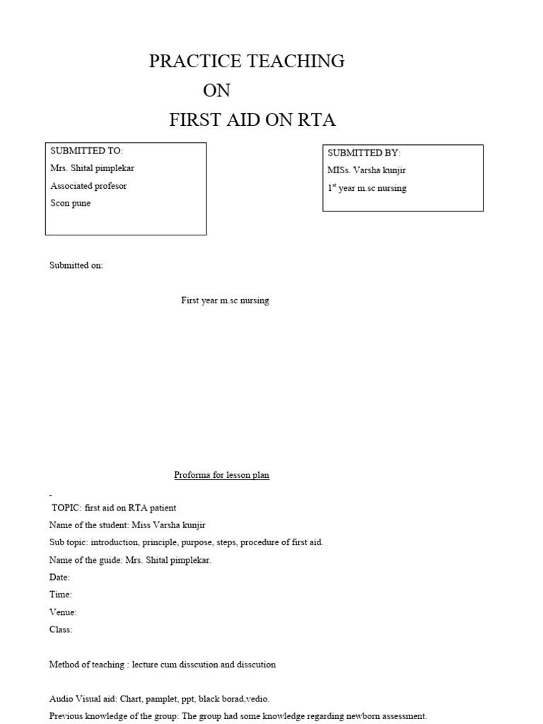 FINAL First On RTA | PDF | First Aid | Knowledge
