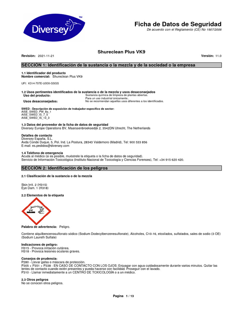 31350fs-Di Shureclean Plus VK9 | PDF | Sal (química) | Agua
