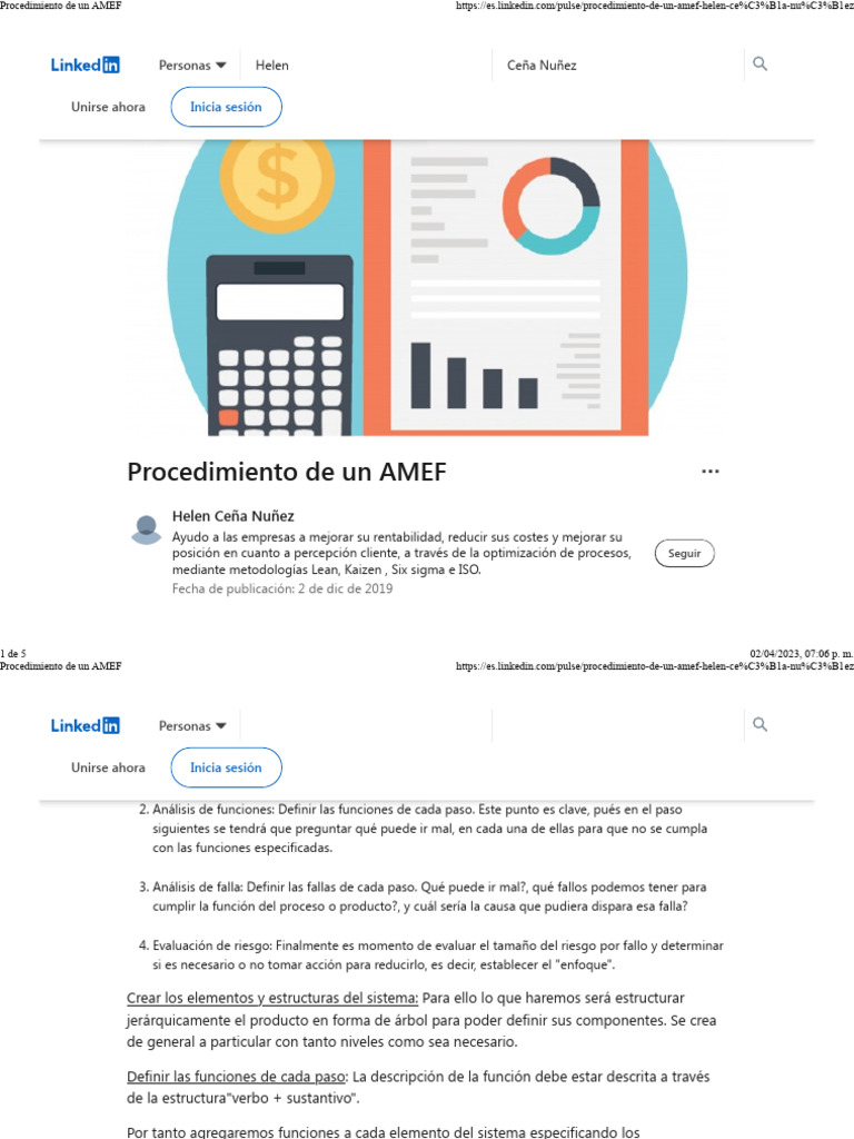 Procedimiento de Un AMEF | PDF | Evaluación de riesgos | Riesgo