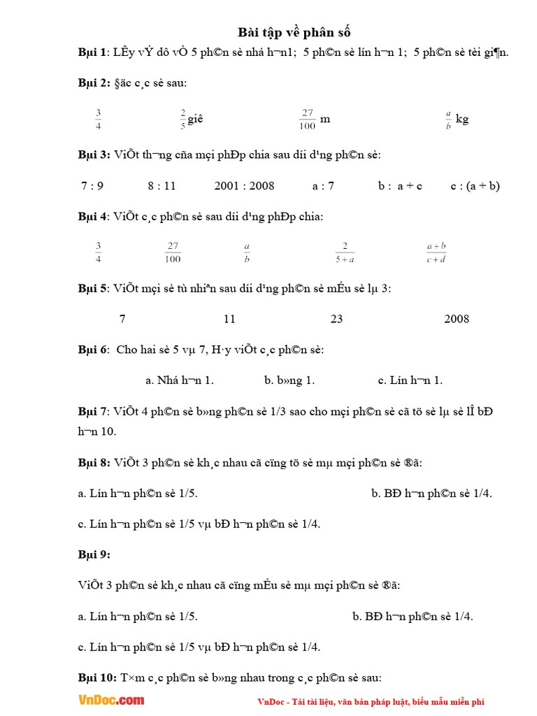 Tuyen Tap Cac Bai Toan Ve Phan So | PDF