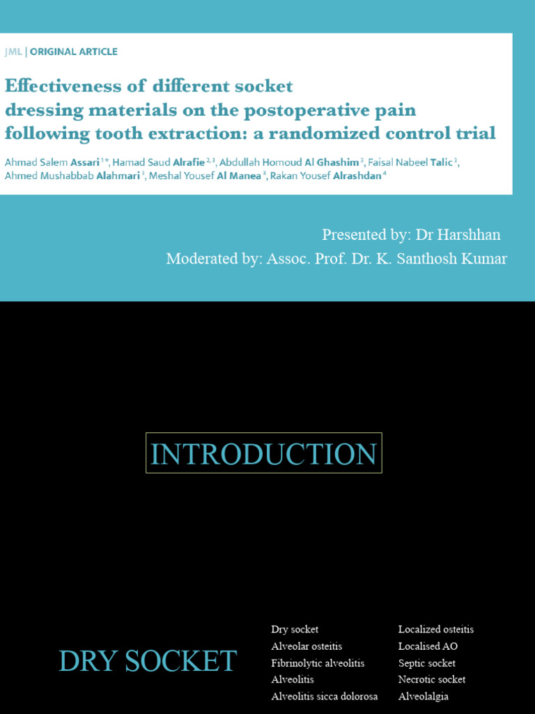 Effectiveness of Different Socket Dressing Materials On The ...