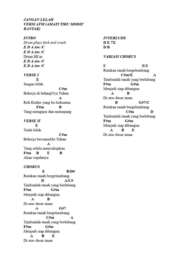 Jangan Lelah Chord | PDF