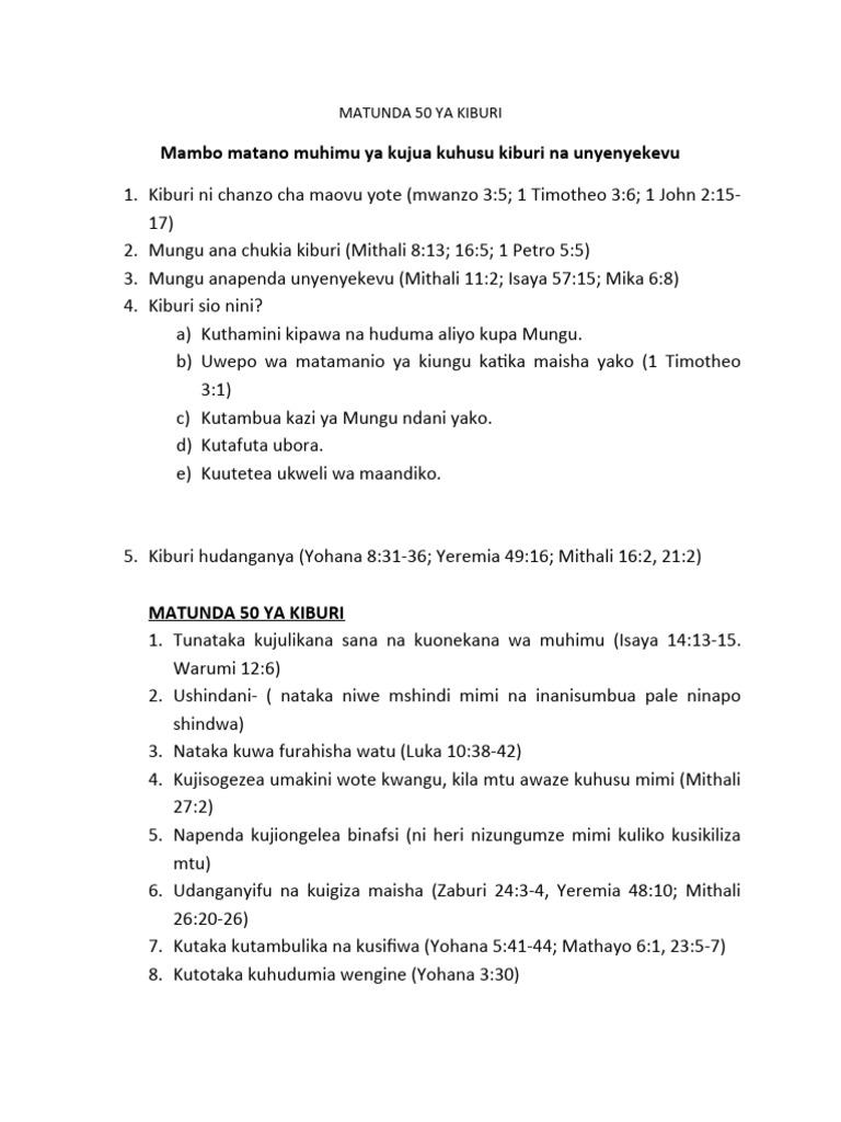Matunda 50 Ya Kiburi | PDF