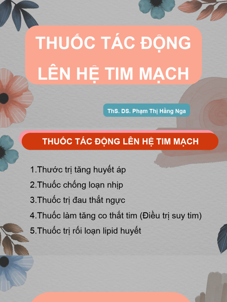 Thuốc Tác Động Lên Hệ Tim Mạch | PDF