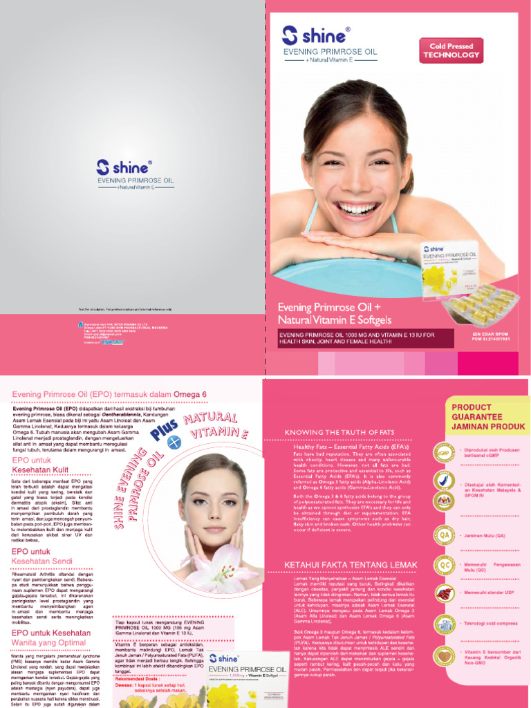 Brosur SHINE Evening Primrose Oil with Vit E | PDF