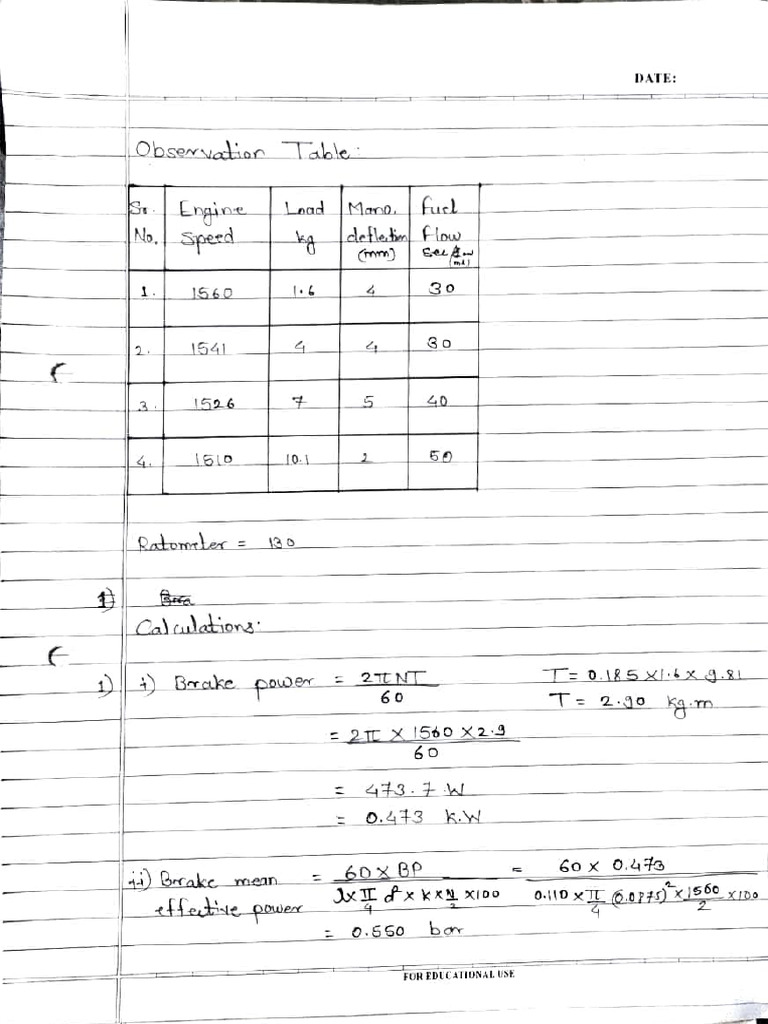 No. Speed: Observaion Taale | PDF