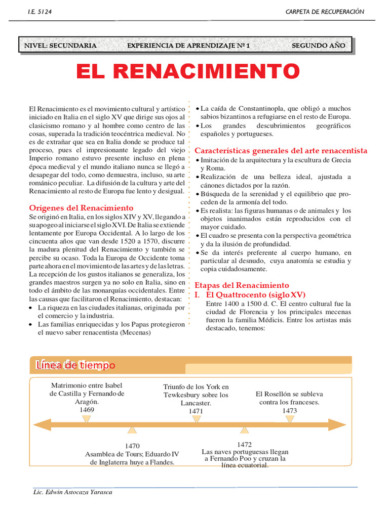 1 El-Renacimiento 2º | Descargar gratis PDF | Renacimiento | Miguel Ángel