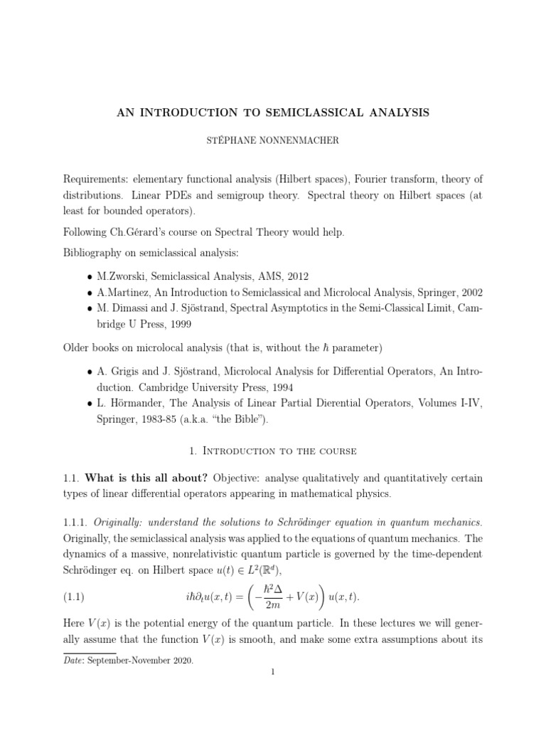 Course Semiclassical Analysis2020 Total | PDF | Hamiltonian Mechanics ...