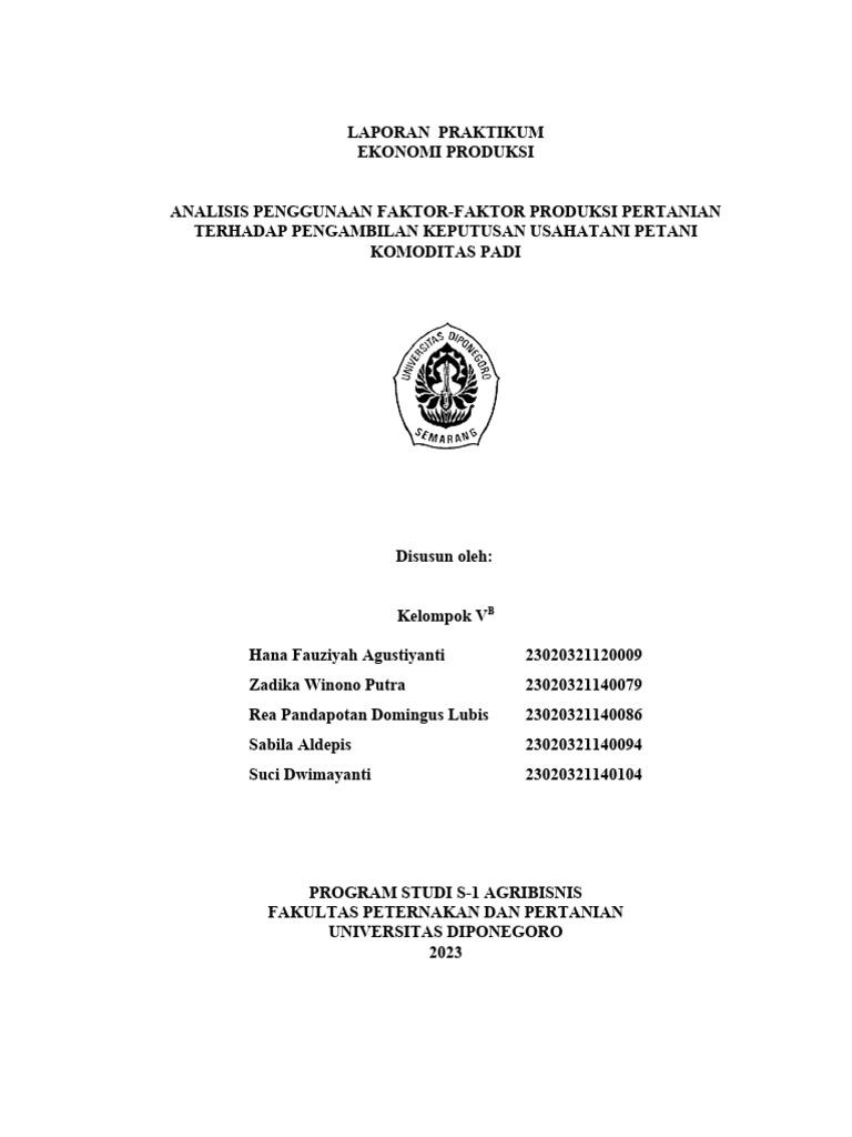 Laporan Praktikum Ekonomi Produksi | PDF | Bisnis | Teknologi & Rekayasa