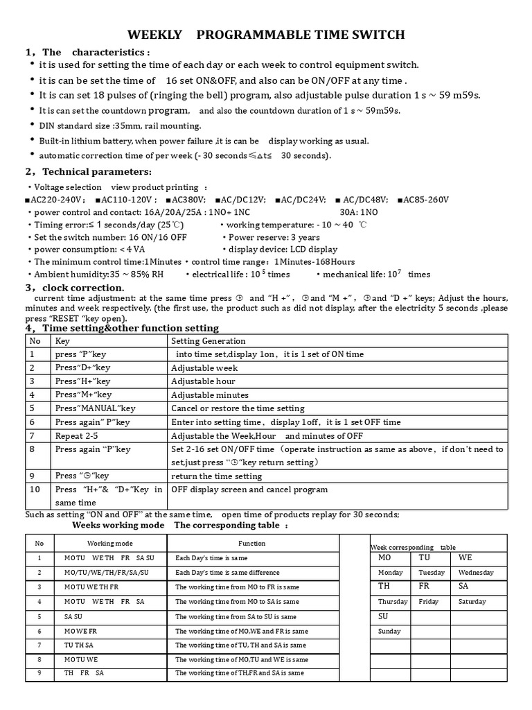 THC 15A Manual | PDF | Switch | Electric Power