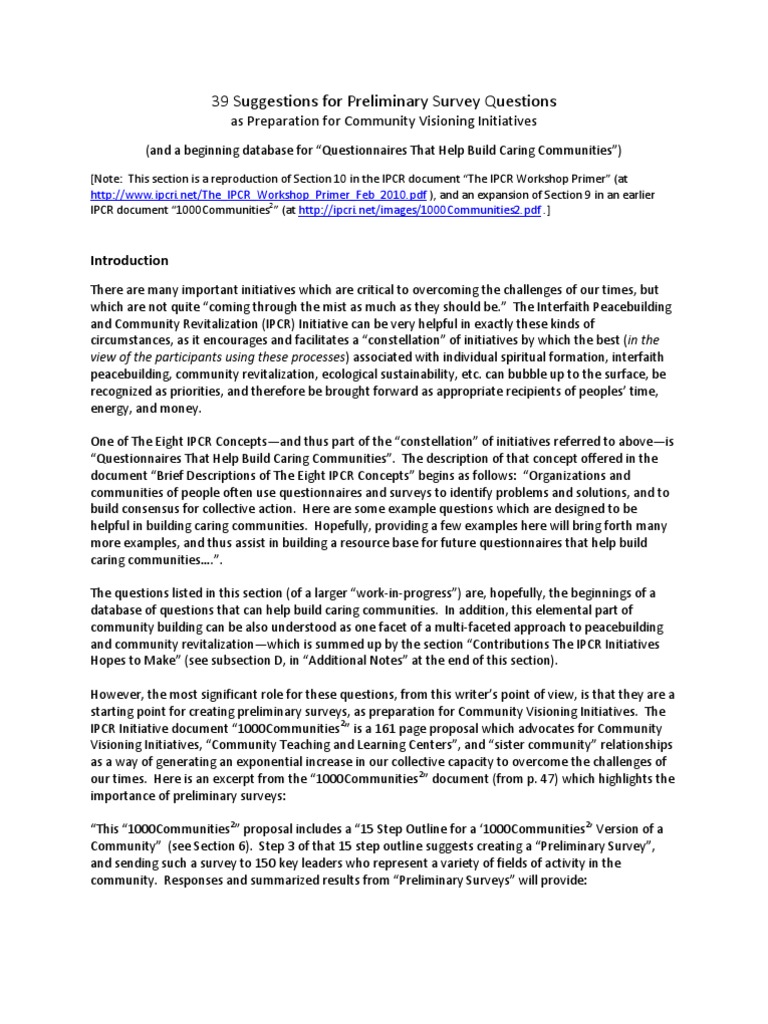 39 Suggestions For Preliminary Survey Questions | PDF | Spirituality ...