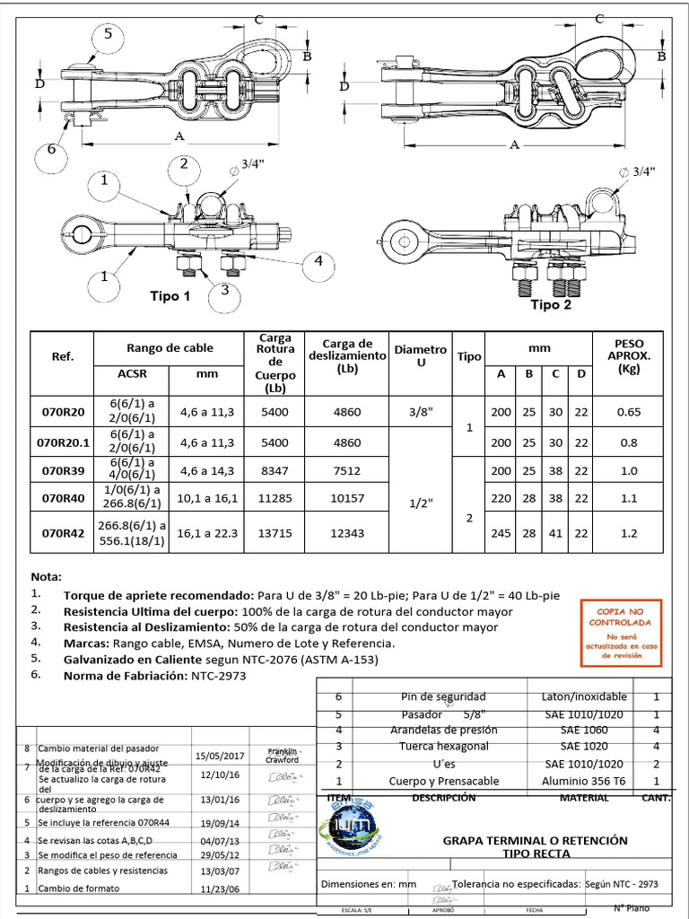 07-001 Grapa terminal o retencion tipo recta CNC | PDF