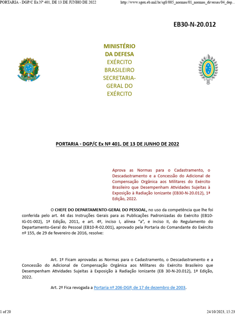 PORTARIA - DGP - C Ex #401, DE 13 DE JUNHO DE 2022 | PDF | Férias ...