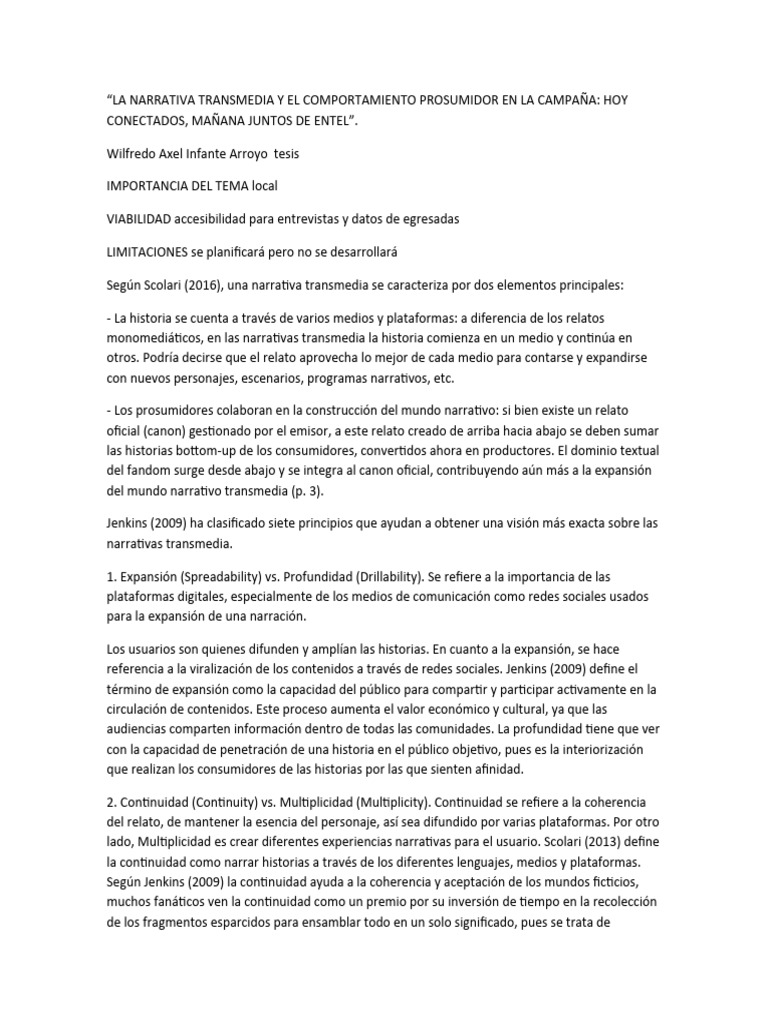 Narrativa Transmedia y Prosumidores en Entel | PDF | Ciencias sociales ...