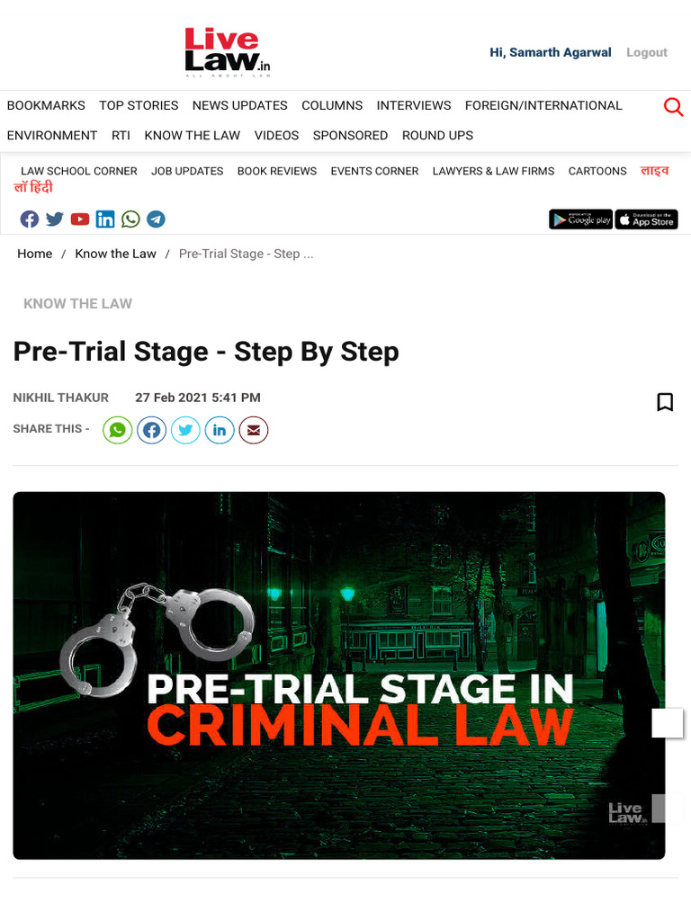 Pre-Trial Stage in Criminal Law | PDF | Criminal Procedure | Criminal Law