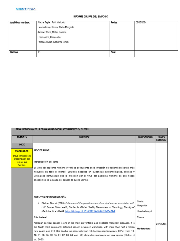 MODELO DE INFORME GRUPAL DEL SIMPOSIO 2024 FINAL | PDF | Causas de la muerte | Salud pública