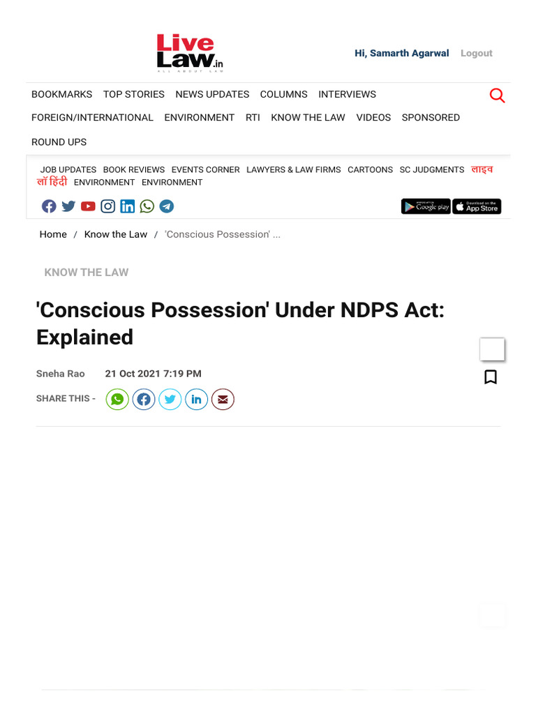 Understanding Conscious Possession in NDPS | PDF | Burden Of Proof (Law ...