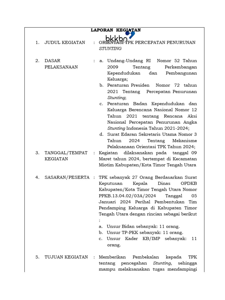 Laporan Kegiatan TPK | PDF
