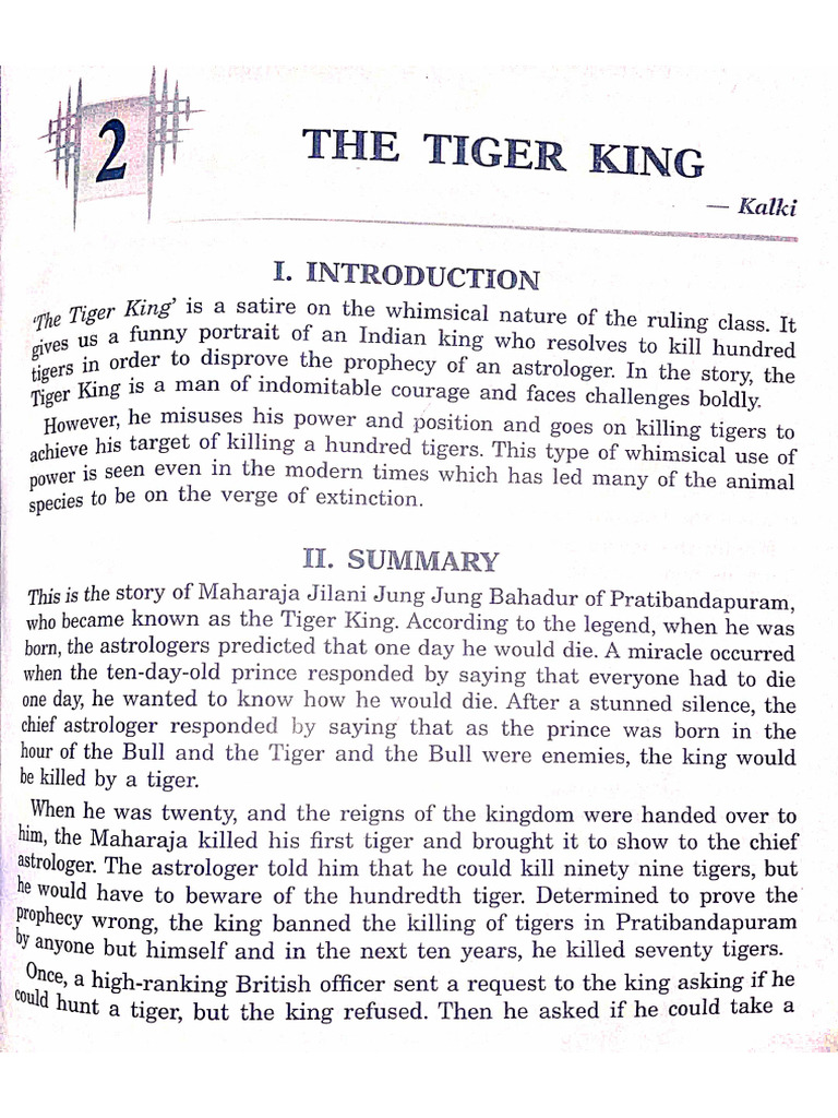The Tiger King - Notes | PDF