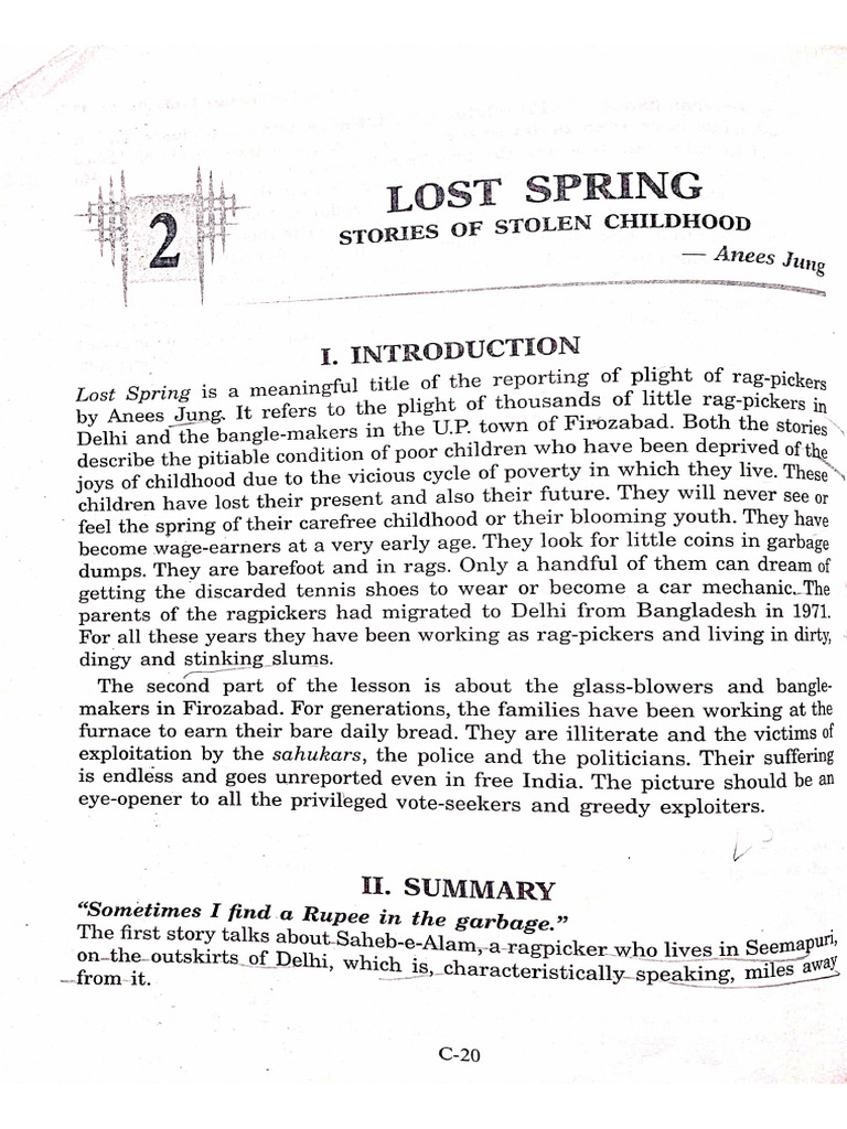 Lost Spring - Notes | PDF