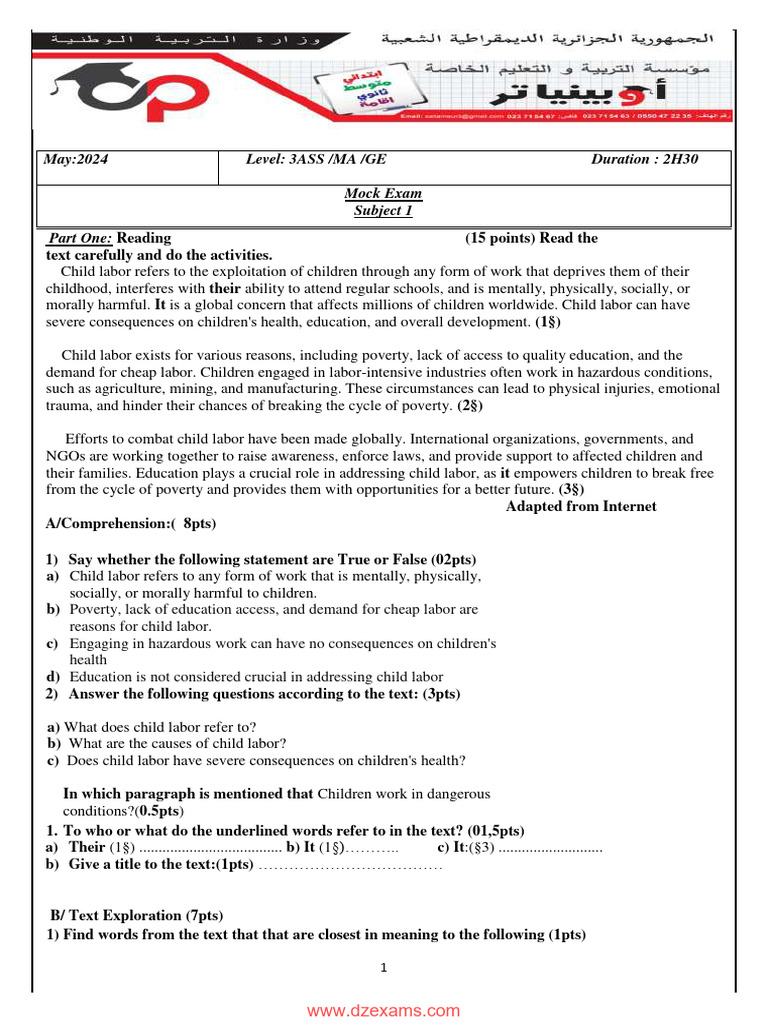 Dzexams 3as Anglais 220683 | PDF | Apollo Program | Apollo 11