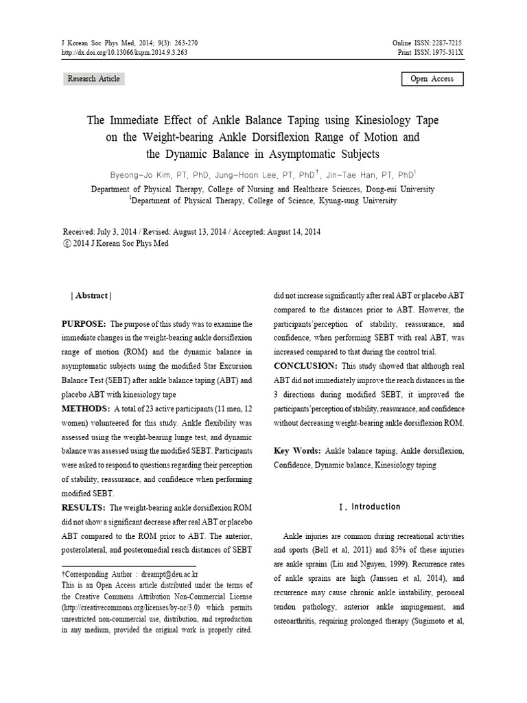 Kim Et Al. 2014 | PDF | Ankle | Human Leg