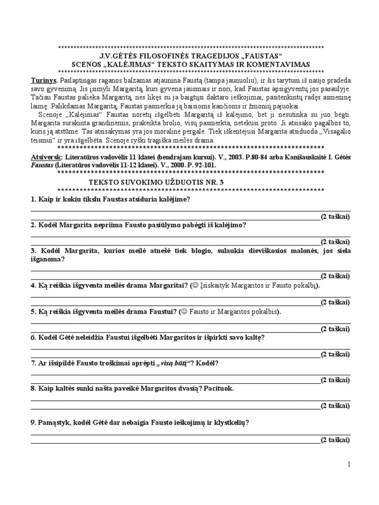 Teksto Suvokimo Uzduotis Ir Vertinimo Lentele2 | PDF