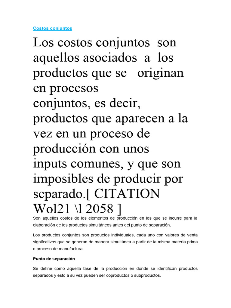 Costos Conjuntos | PDF | Business | Economias