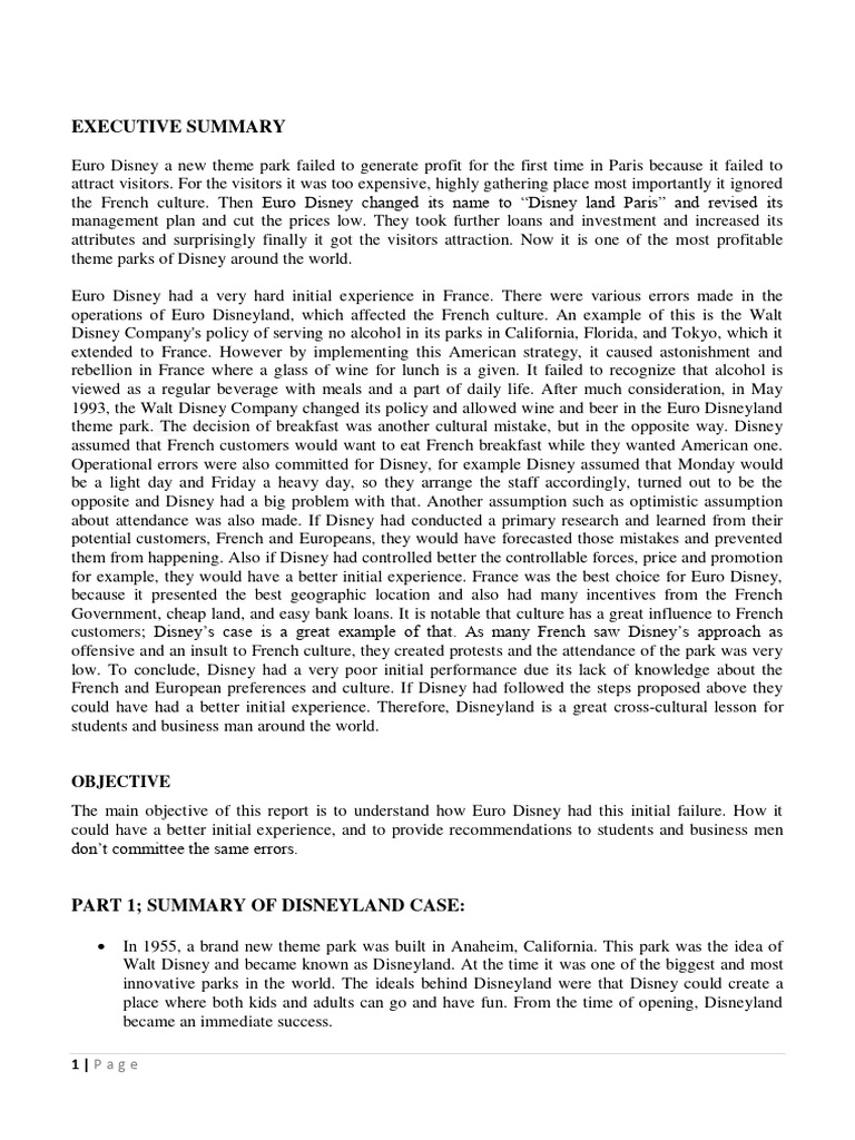 Euro Disney Case Study | PDF | Amusement Park | Disneyland