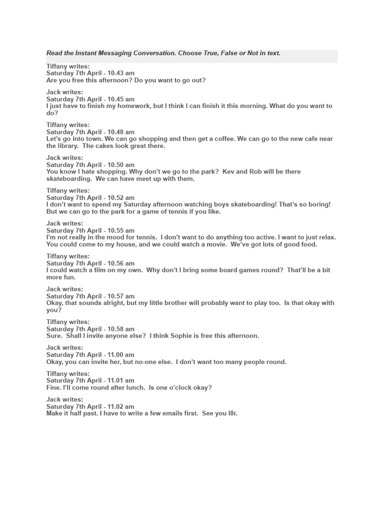 A2 Reading - Instant Messaging | PDF