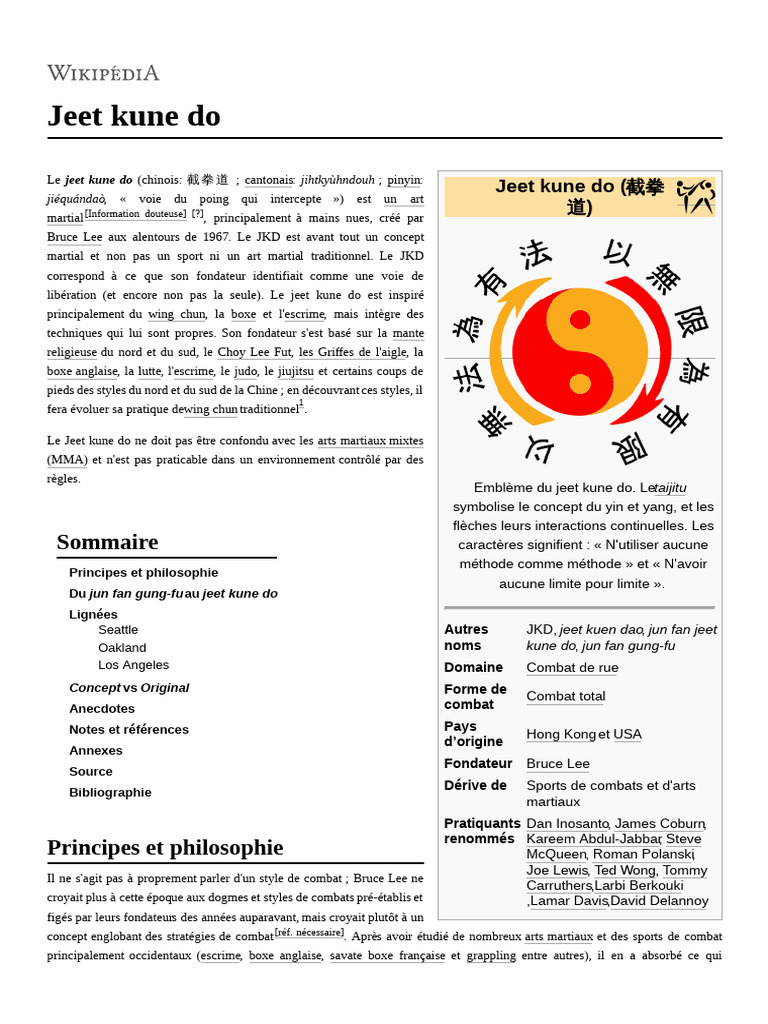 Efficacité et principes du Jeet Kune Do | PDF | Jeet kune do | Wing chun