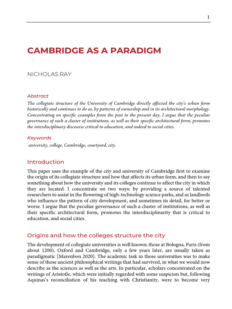 Cambridge as a paradigm | PDF | University | University Of Cambridge
