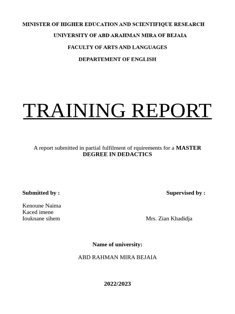 Training Report | PDF | Teachers | Classroom