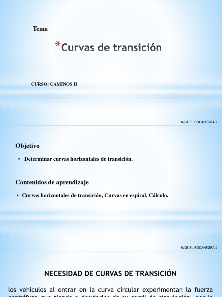 Curvas de Transición en Vías Vehiculares | PDF | Curva | Geometría ...