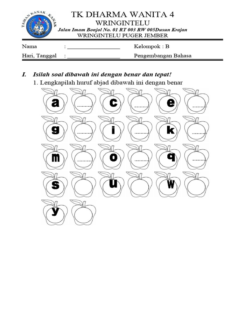 Soal TK | PDF | Olahraga & Rekreasi | Griya & Taman