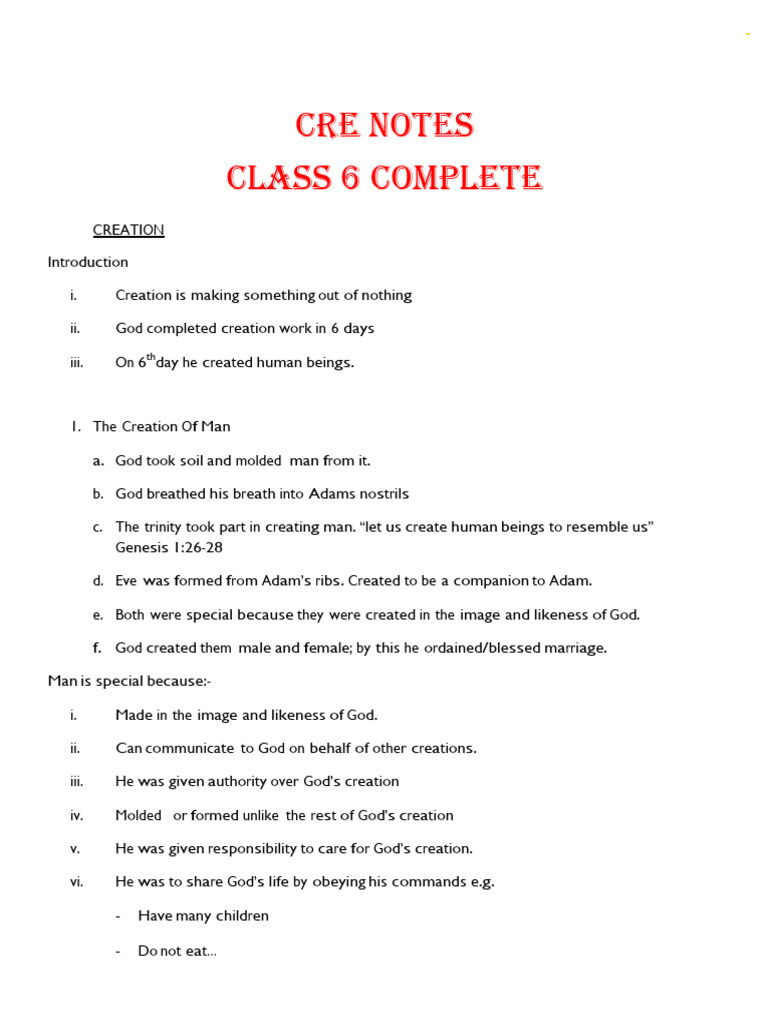 Grade 6 CRE Notes | PDF | Paul The Apostle | Eucharist