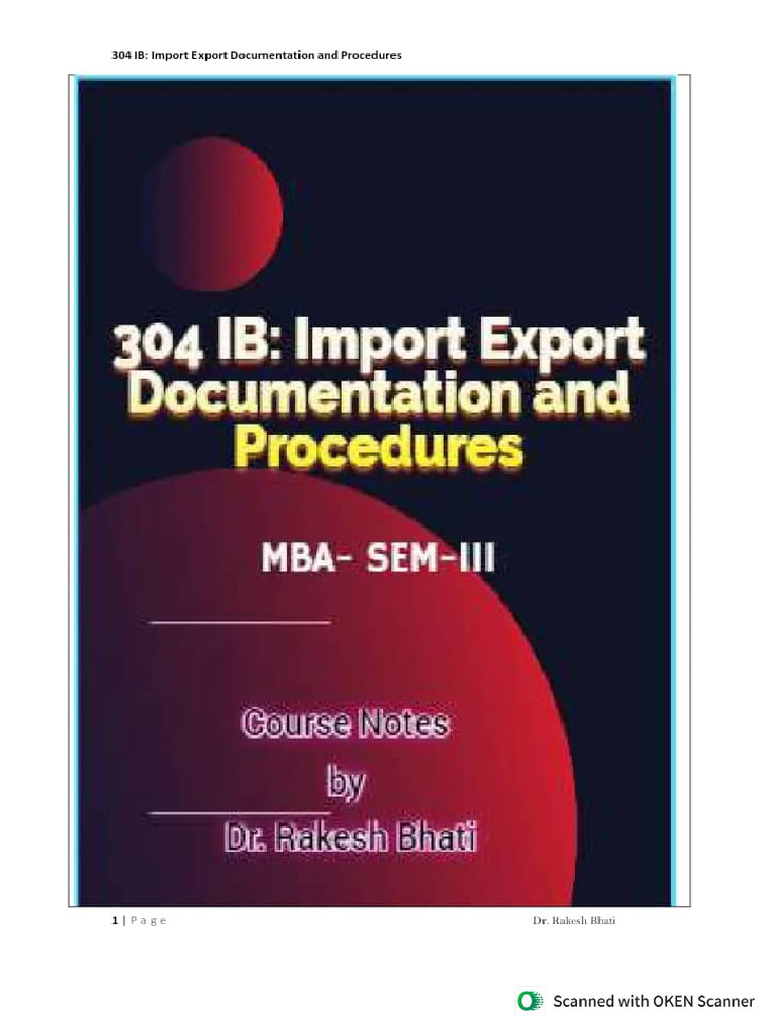 Import Export Documentation & Procedures | PDF