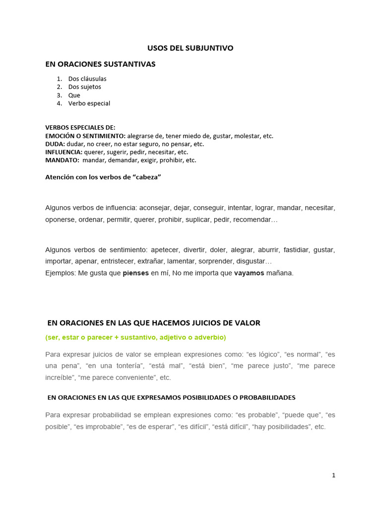 Guía del Subjuntivo en Español | PDF | Verbo | Percepción