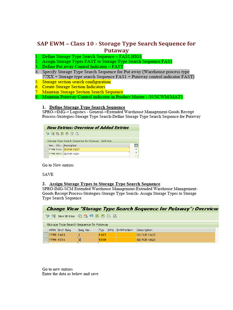 SAP EWM Putaway Storage Type Sequence | PDF | Warehouse | Supply Chain ...