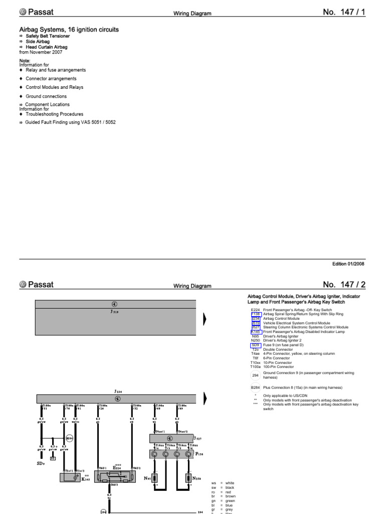 Airbag Systems, 16 Ignition Circuits: Wiring Diagram | PDF | Airbag | Seat Belt